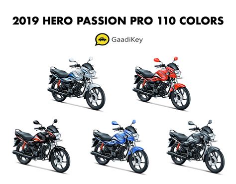 2019 Hero Passion Pro 110 Colors – Black, Blue, Red, Grey - GaadiKey