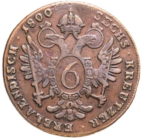 Монета Австрия 6 крейцеров 1800 стоимостью 1466 руб.
