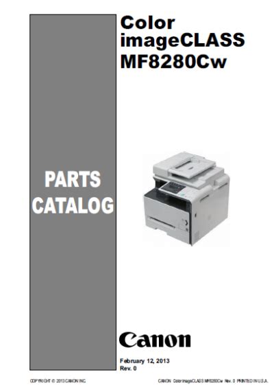 CANON CLASS MF8280Cw, Manual and Parts Manual