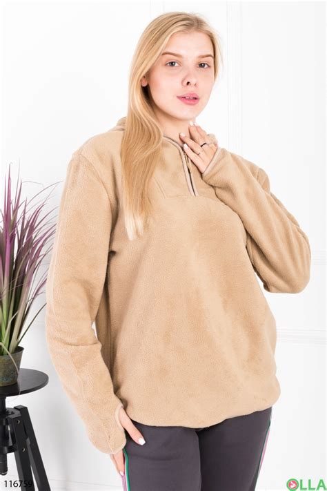 Женская бежевая кофта с капюшоном И-M17401-3 - купить недорого в ...