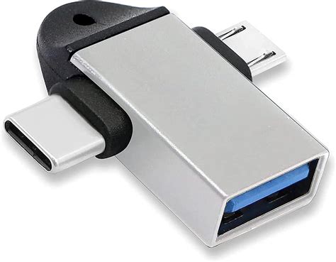 JGD PRODUCTS 2 in 1 (Silver) OTG Adapter Micro USB+USB Type C to USB ...