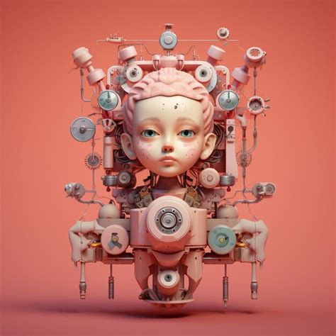 Premium AI Image | cyber female 3d toy