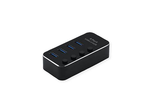 ROLINE USB 3.2 Gen 1 Notebook Hub, 4 Ports, einzeln schaltbar, USB Hub ...