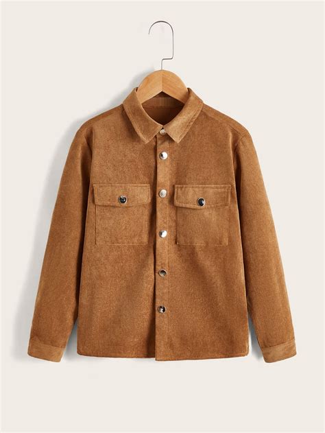 SHEIN Вельветовое пальто с карманом для мальчиков