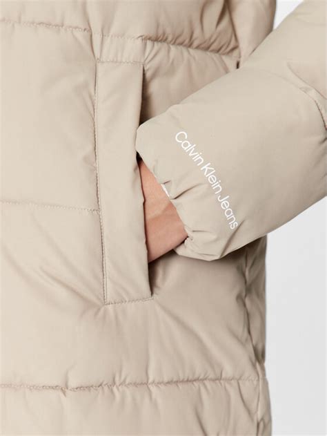 Calvin Klein Jeans Kurtka puchowa J20J221897 Beżowy Regular Fit | Modivo.pl