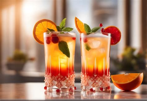 Premium AI Image | Two fancy cocktails with beautiful garnish