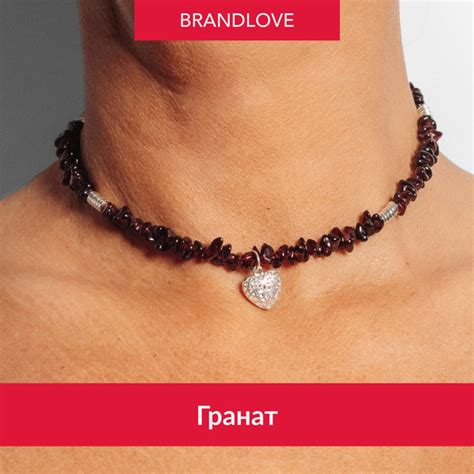 Чокер на шею женский бижу Garnet из граната на карабине (золотое ...