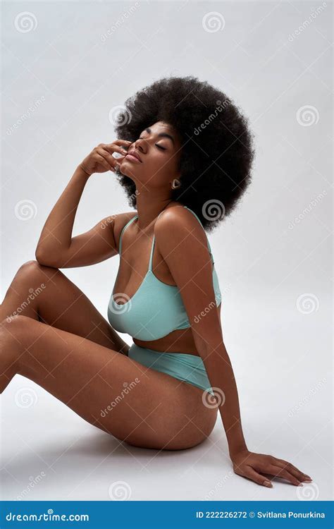 Seductive Young Woman with Afro Hairstyle Stock Photo - Image of ...