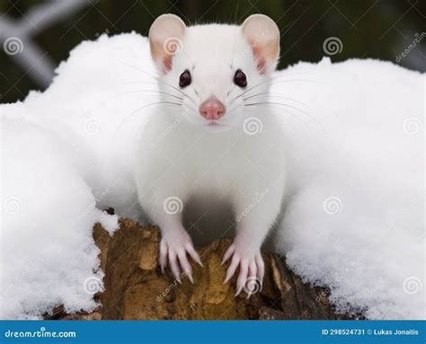 Stoat Mustela Erminea Or Ermine In Winter Pelt Vintage Engraving Vector ...