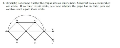 Solved Determine whether the graphs have an Euler circuit. | Chegg.com