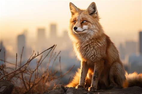 Premium AI Image | A Majestic Red Fox in Golden Light Generative Ai