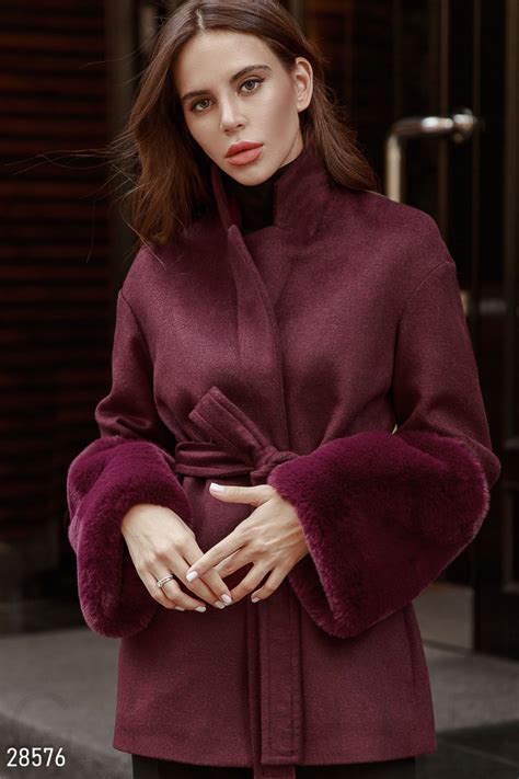 Шерстяное пальто с мехом (арт. 28576) ♡ интернет-магазин Gepur