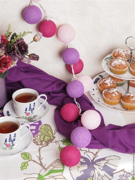 Тайские фонарики из нитяных шаров ШеббиШик Luxury purple купить в ...
