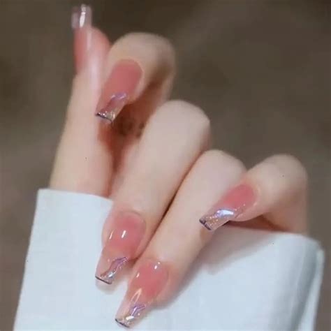 24 шт./коробка, Длинные акриловые лаки для ногтей, с клеем | AliExpress