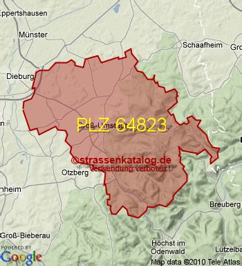 Postleitzahlgebiet 64823 - PLZ