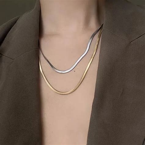Золотая цепочка с змеиным лезвием для женщин | AliExpress