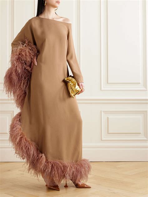 TALLER MARMO Ubud Extravaganza feather-trimmed crepe maxi dress | NET-A ...