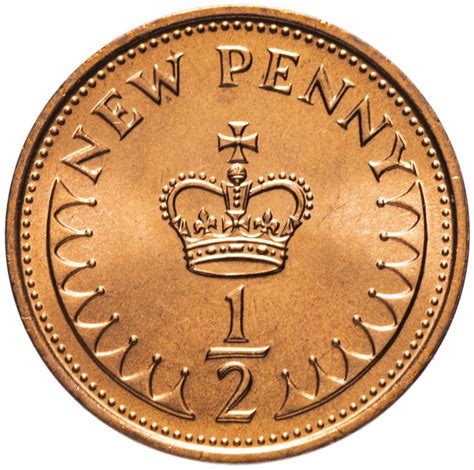 Монета Великобритания 1/2 нового пенни (new penny) 1971 стоимостью 92 руб.