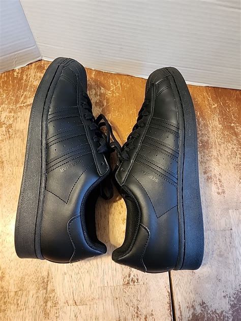 RARE Adidas Originals SuperStars Blackout Black Leather 10.5 Men's ...