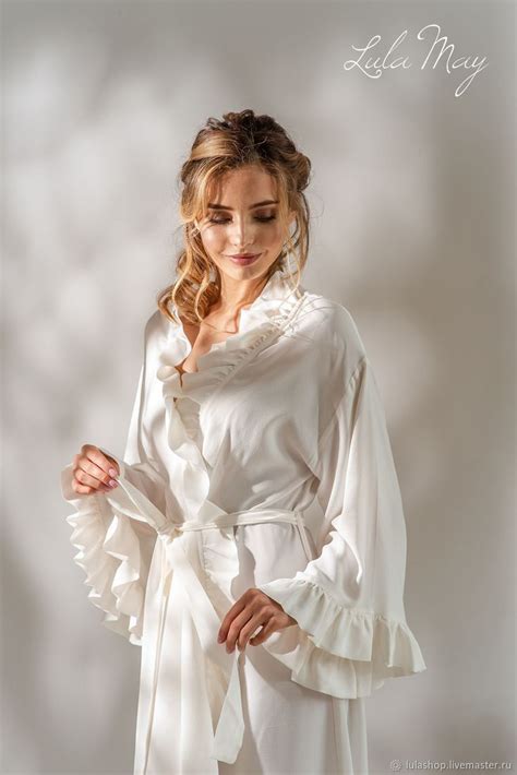 Пеньюар шелковый белый Emilia в интернет-магазине на Ярмарке Мастеров ...