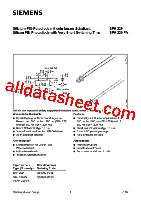 SFH229 Datasheet(PDF) - Siemens Semiconductor Group