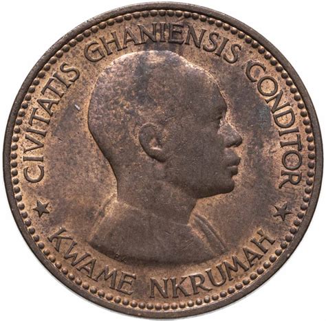 Монета Гана 1 пенни (penny) 1958 стоимостью 382 руб.