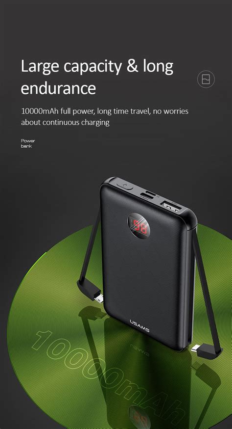 USAMS LED Digital Mini 10000mAh Power Bank | GearVita