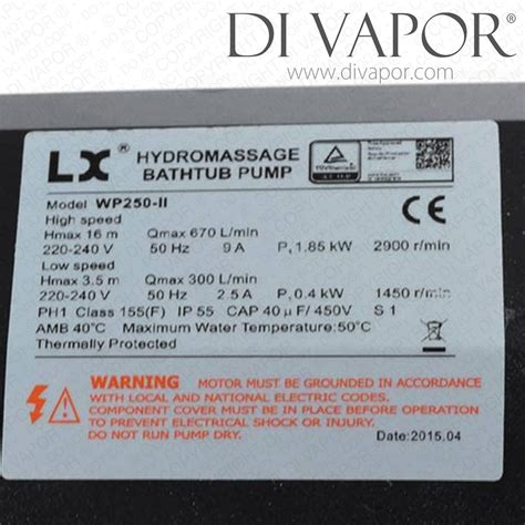 LX WP250-II Pump 2.5HP - 220V/50Hz - 1.85kW