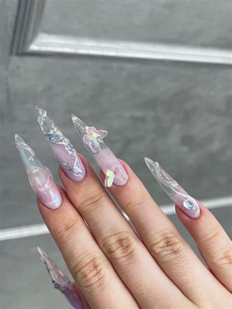 Длинные прозрачные ногти 💅🏻 в 2024 г | Ногти, Дизайнерские ногти ...