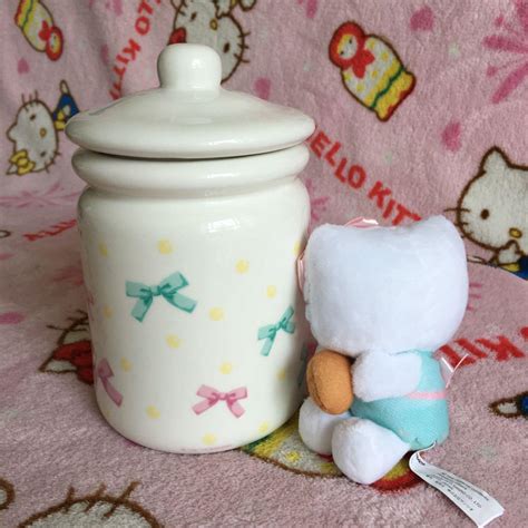 Hello Kitty Ceramic Container with Lid and Small Plush Toy, Furniture ...