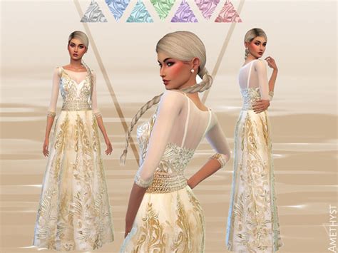 Gold dress with lace - The Sims 4 Catalog