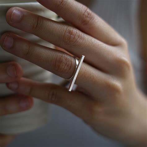 Classic Silver Ring: Line in 92.5 Silver - House of Aadyaa