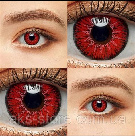 Купить Цветные линзы для глаз красные Red + контейнер для хранения в ...