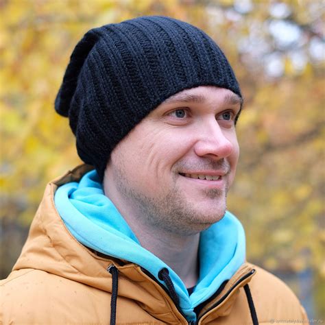 Черная мужская шапка бини в интернет-магазине Ярмарка Мастеров по цене ...