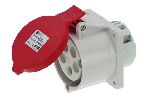 Розетка встраиваемая 32A/400V/3P+N+E/IP44, фланец 75x75 артикул CA3451 ...
