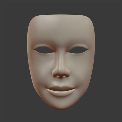 Женская театральная маска с нейтральными выражениями 3D Модель $19 ...