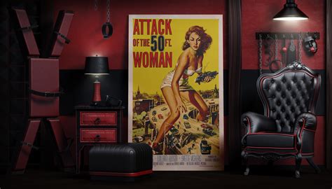 1 Poster in the BDSM Interior Room Mockup on Yellow Images Creative Store