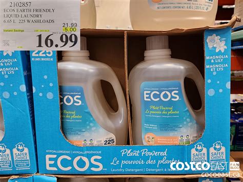 2102857 ECOS EARTH FRIENDLY LIQUID LAUNDRY 6 65 L 225 WASHLOADS 5 00 ...