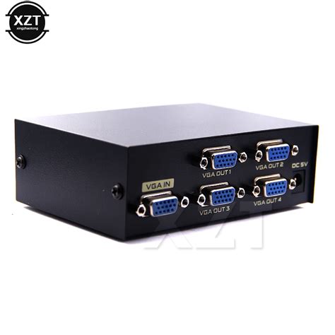 Newest VGA Splitter 1x4 1 to 4 ports VGA Video Splitter 200MHz Support ...
