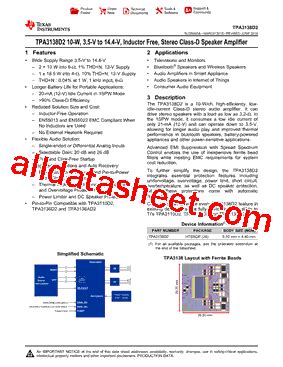 TPA3138D2 Datasheet(PDF) - Texas Instruments