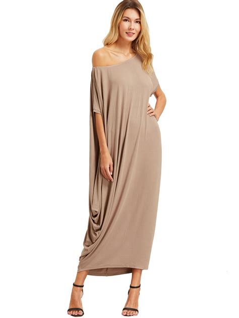 Света Хаки одно плечо Dolman рукава платья макси | Maxi dress, Dolman ...