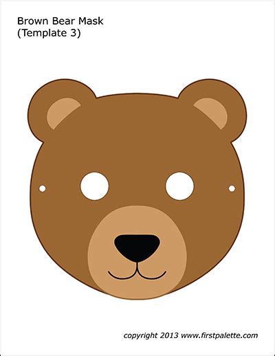 Brown Bear Mask 3 | Bear mask, Printable halloween masks, Mask for kids