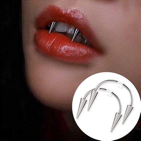Stainless Steel Vampire Teeth Smiley Piercing Jewelry Tooth Fangs Pack ...