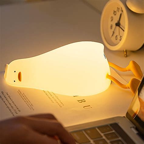 Cute Lying Duck Night Lamp Silicone Lie Flat Duck Light 1200mAh ...