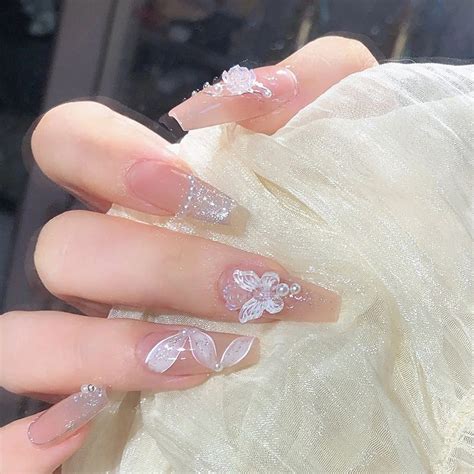 накладные ногти с клеем, 24 шт,Узор бабочки - купить с доставкой по ...