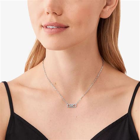 Michael Kors MKC1655CZ040 Premium Kors MK Pave Logo Necklace - thbaker ...