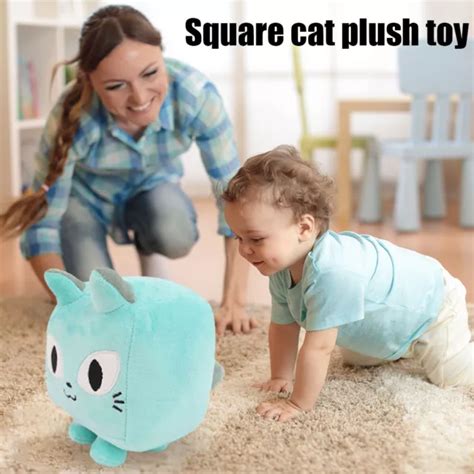 SQUARE CAT PLUSH Toy Cute Animal Stuffed Doll Kids Children Fans ...
