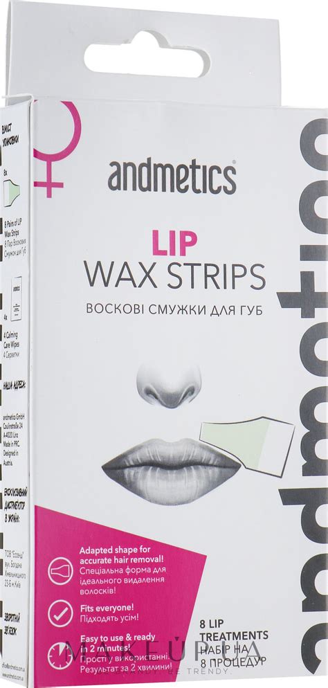 Andmetics Lip Wax Strips Women (strips/8x2pc + wipes/4pc) - Восковые ...