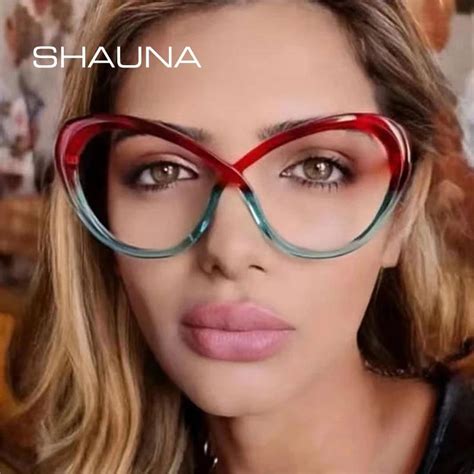 Купить SHAUNA модная двойная цветная женская оправа для очков «кошачий ...