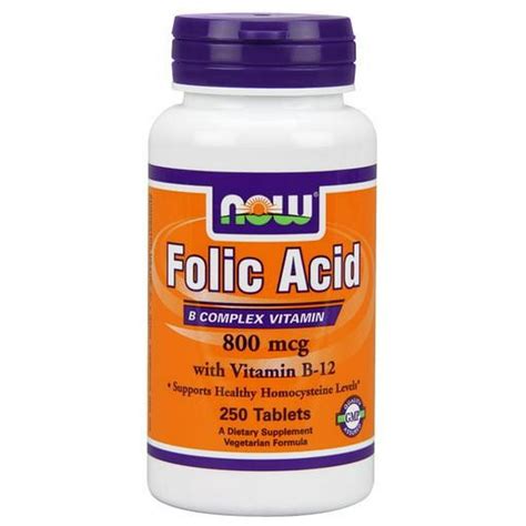 NOW Foods Folic Acid 800 mcg - 250 Tablets - Walmart.com - Walmart.com